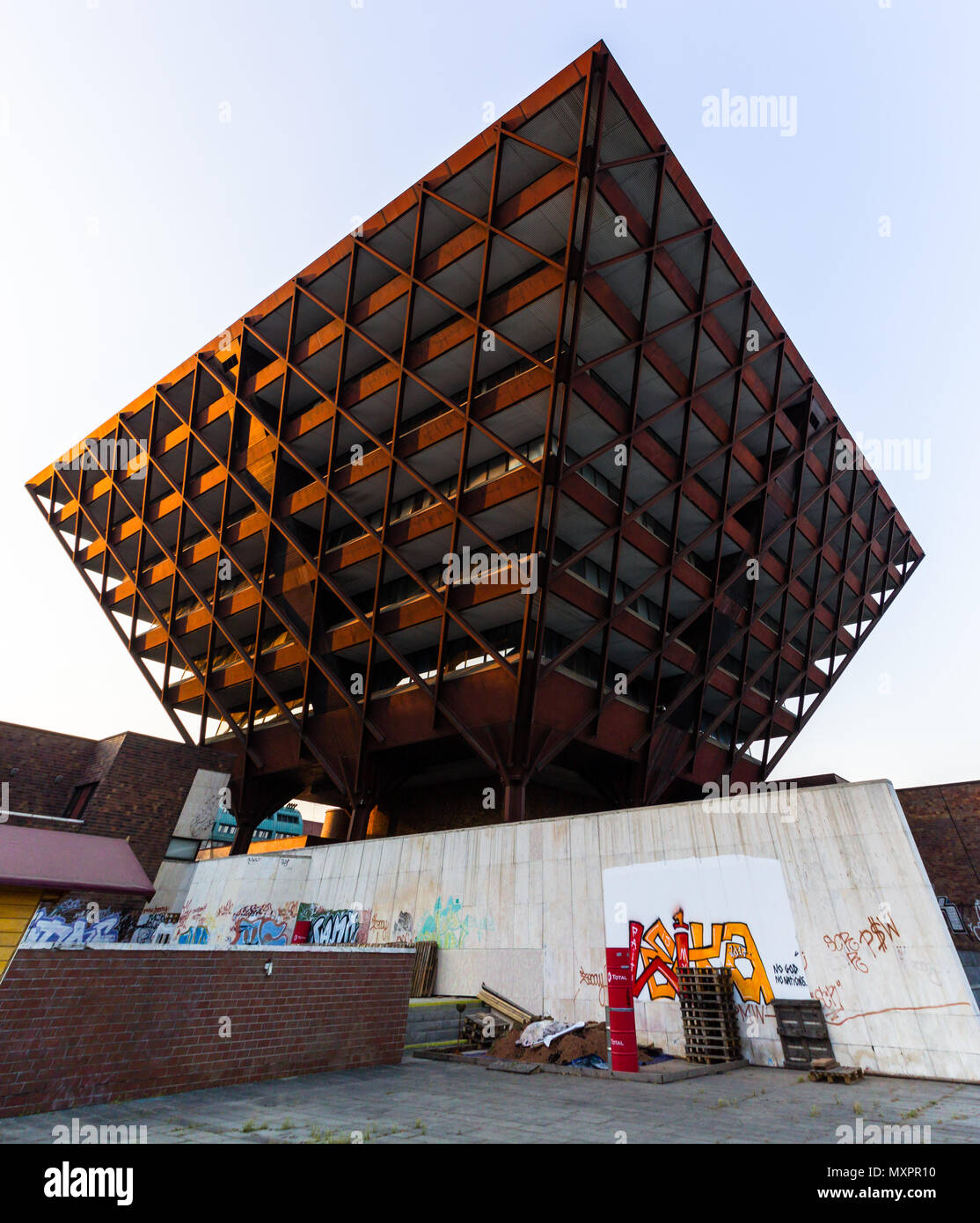 Slovak Radio Building in Bratislava at sunset Stock Photo - Alamy