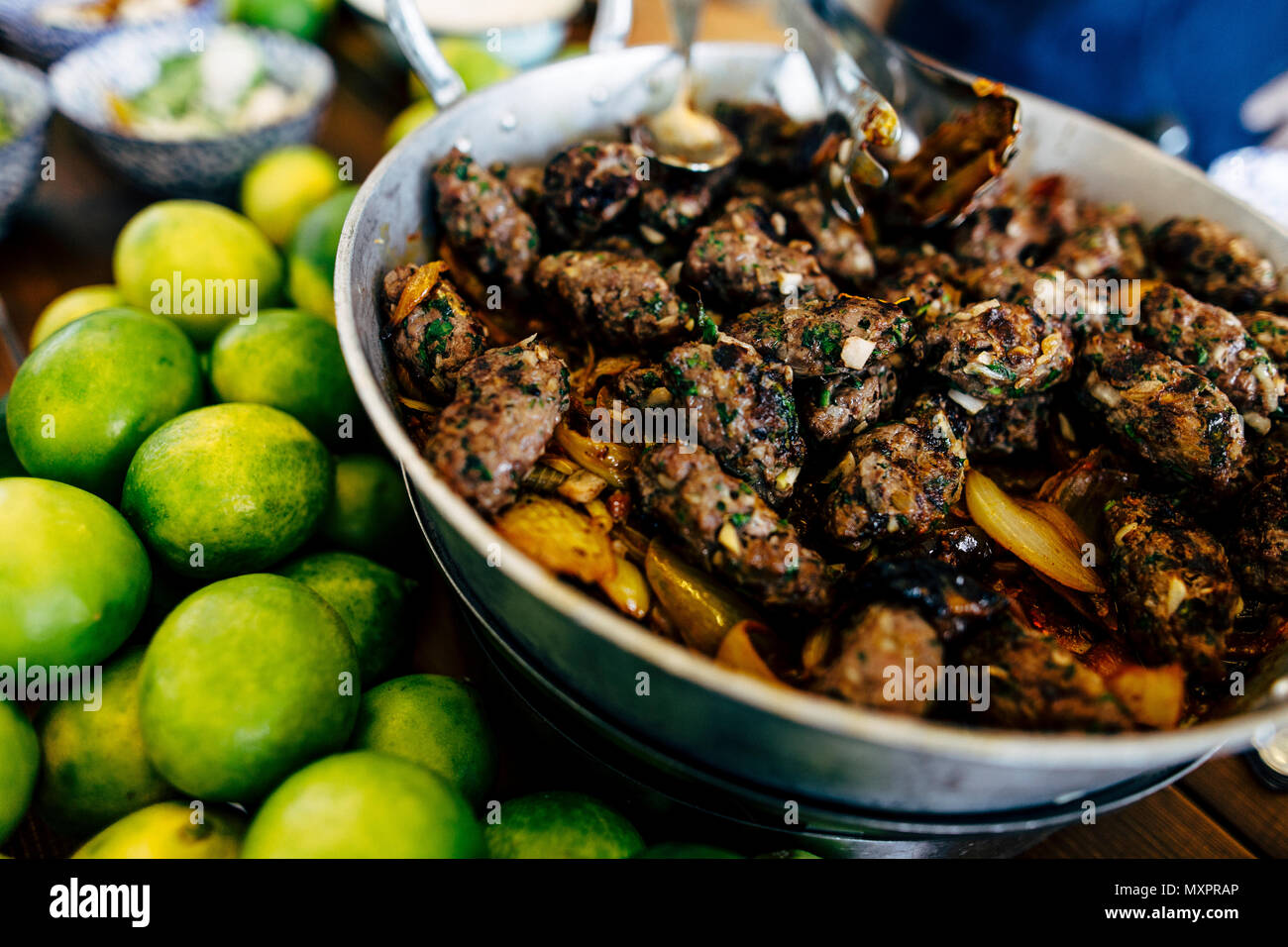 Making all kinds of red meat, fresh and raw red meat preparation Stock ...