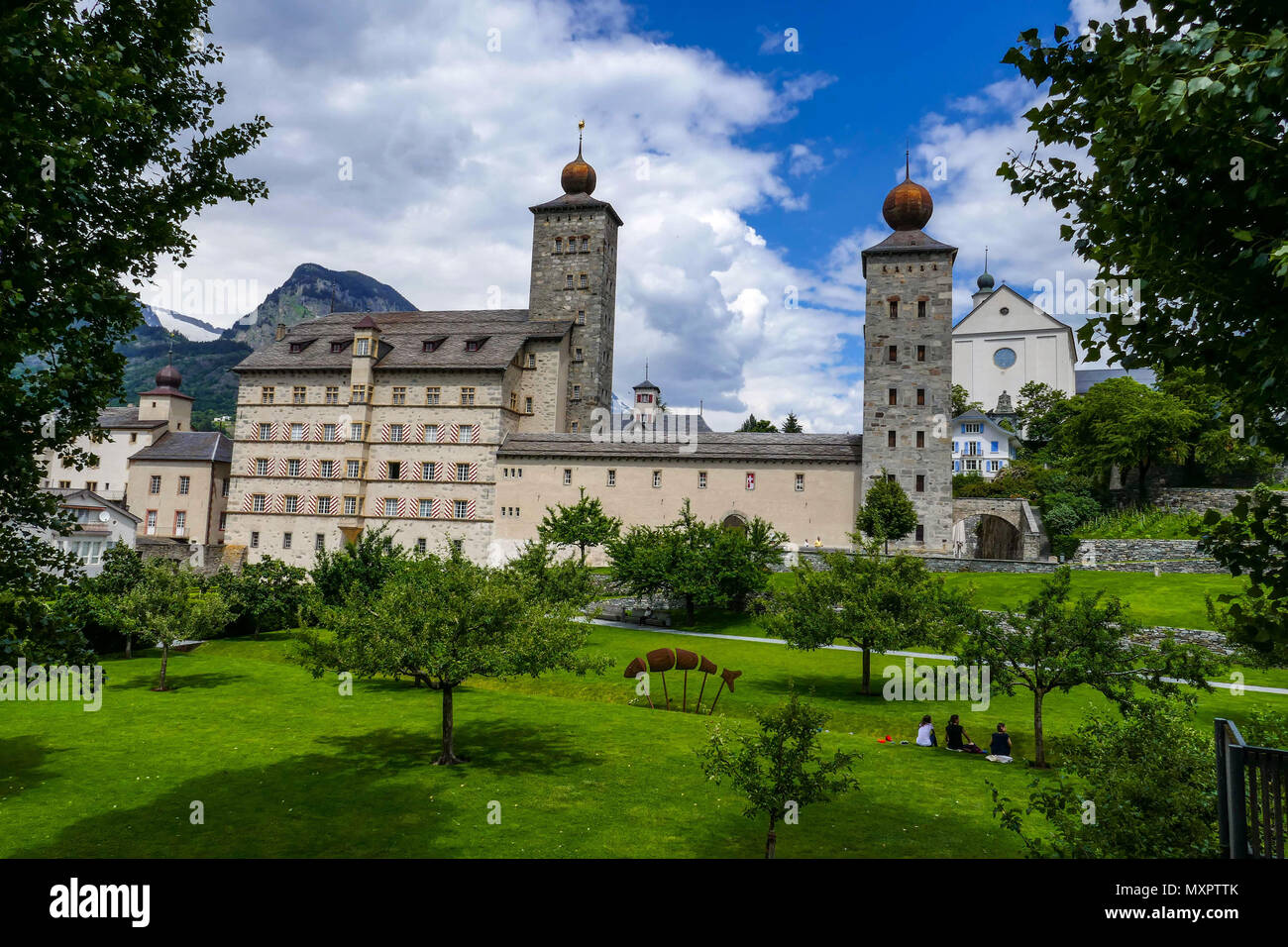 The Stockalper Palace / Stockalperpalast, castle at Brig / Brig-Glis in ...