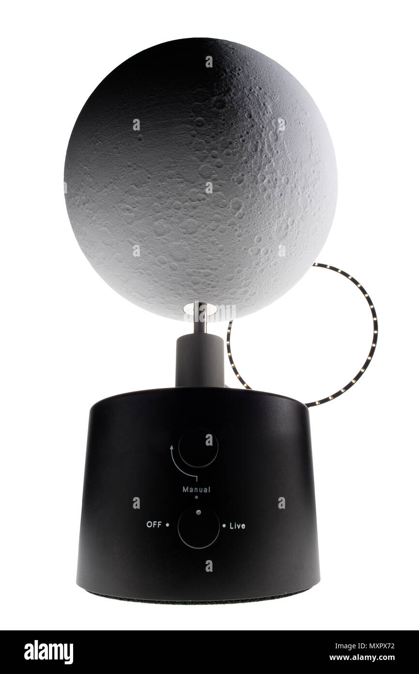 Accurate lunar globe. Displays lunar phases. Model of the moon Stock ...