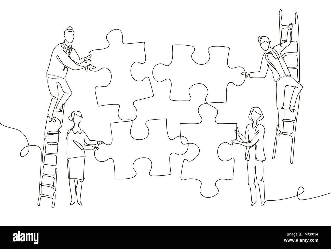 Continuous one line puzzle Cut Out Stock Images & Pictures - Alamy