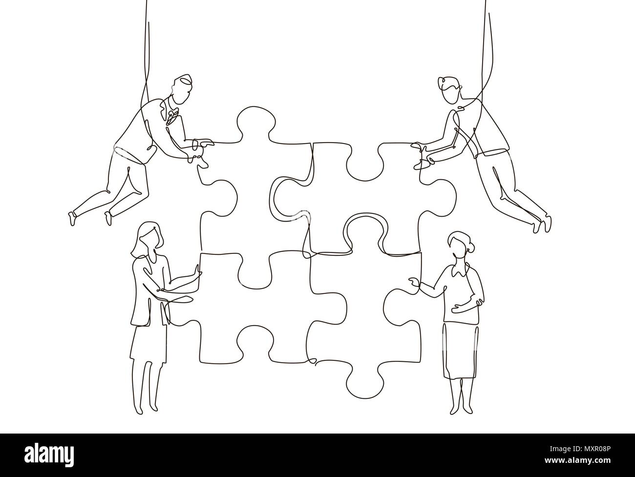 Continuous one line puzzle Stock Vector Images - Alamy