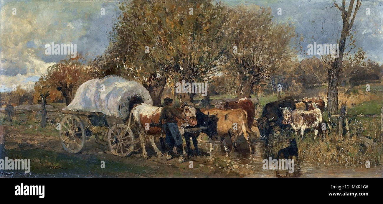 Velten Wilhelm - Landscape with Oxcart and Cattle Stock Photo - Alamy