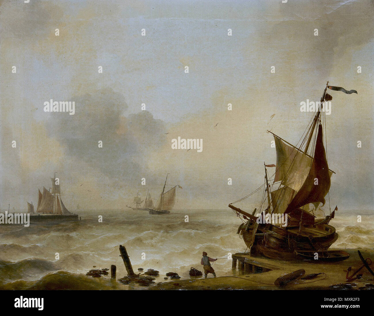 Verboeckhoven Charles Louis - Small Boats Struggling in a Heavy Swell ...