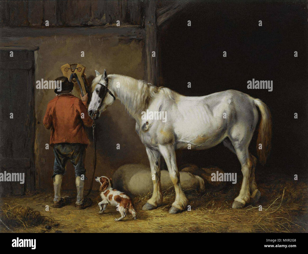 Verboeckhoven Eugene Joseph - a Groom with His Horse Stock Photo - Alamy