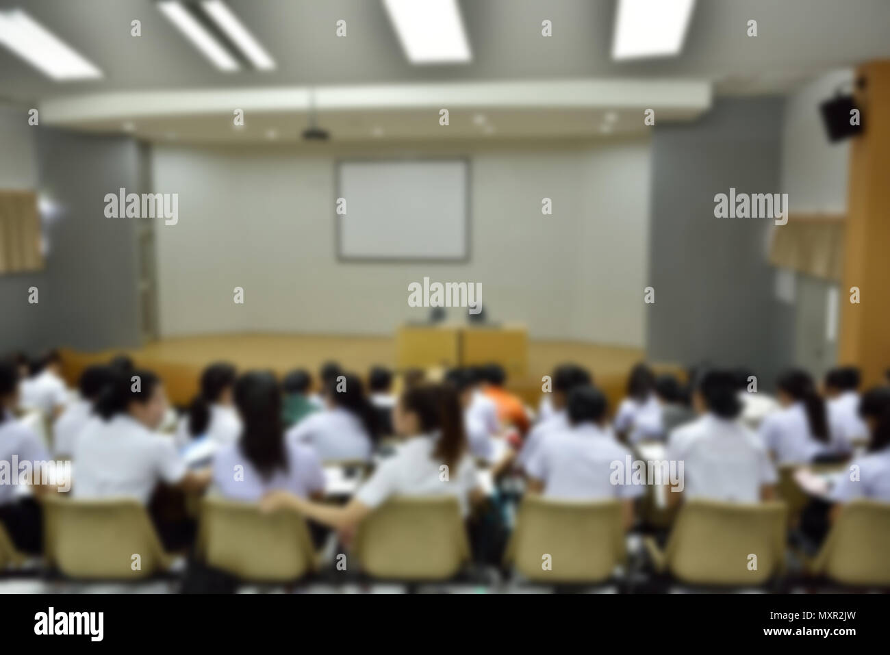 Students in the classroom are talking,Abstract blurry Stock Photo - Alamy