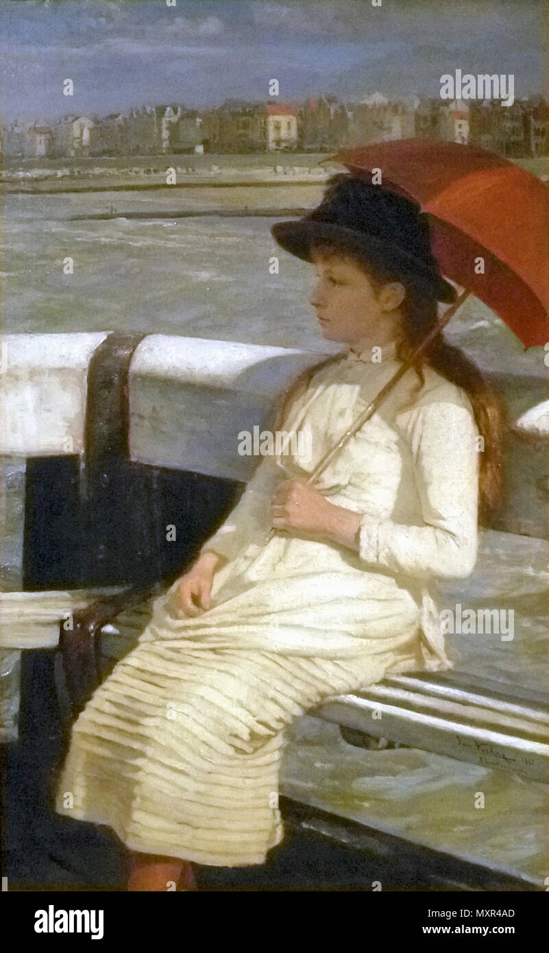 Verhas Jan Frans - Young Lady Under Her Beach Umbrella Stock Photo - Alamy