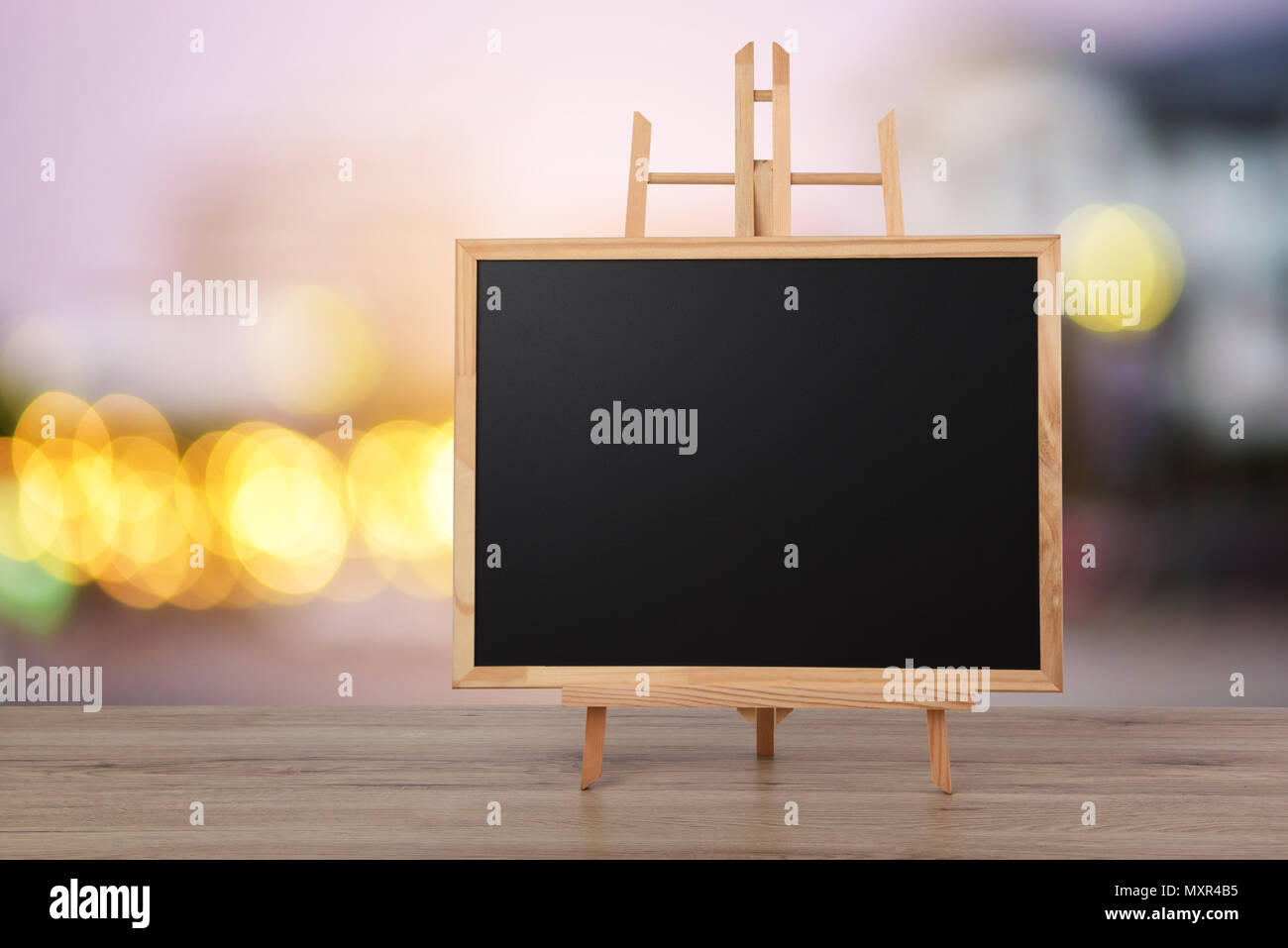 Blackboard on wooden floor,Blank space for text input Stock Photo - Alamy