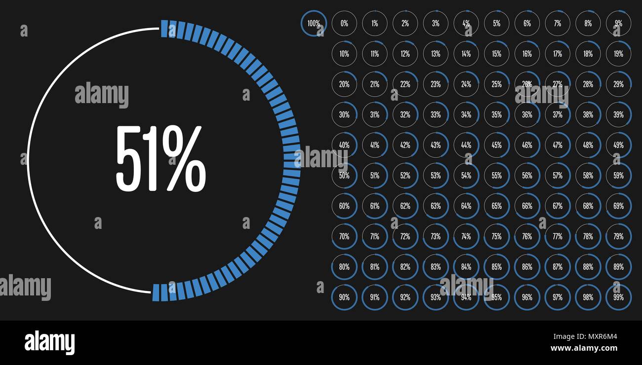 Set of circle percentage diagrams from 0 to 100 ready-to-use for web ...