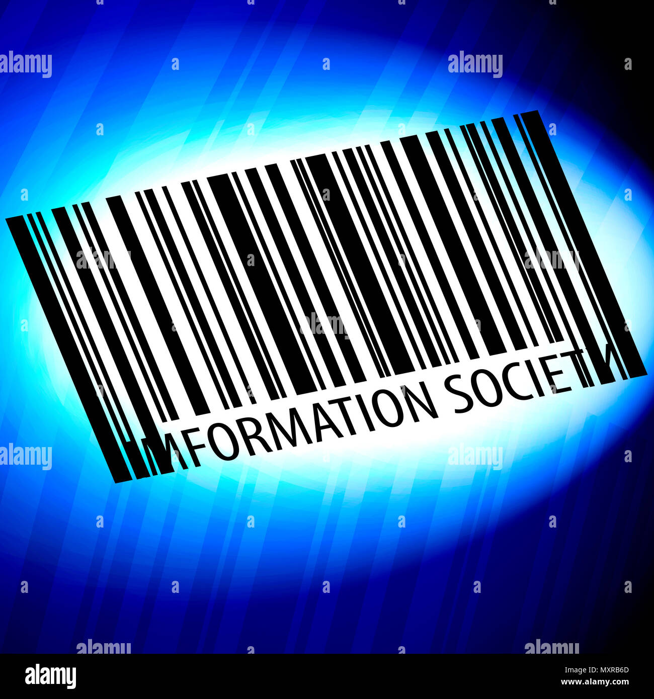 Imformation society - barcode with blue Background Stock Photo - Alamy