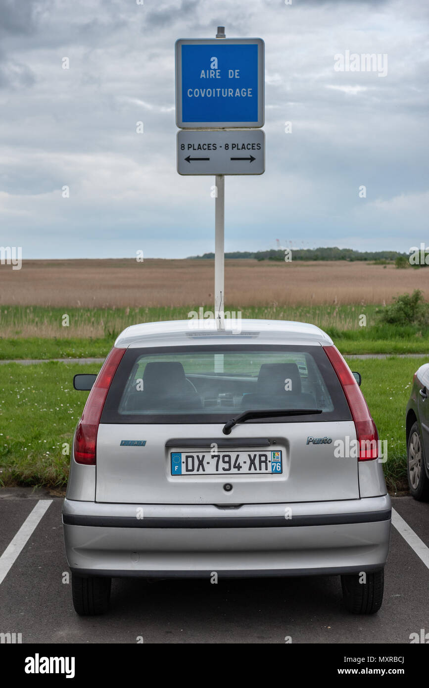 Le Havre, France - May 04, 2018 : Parked vehicle on a carpool point ...