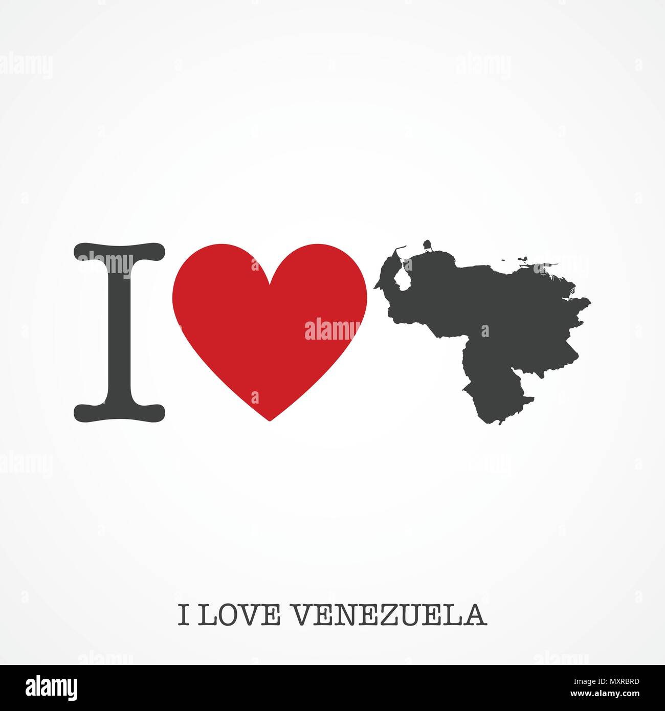 I love Venezuela. Heart shape national country map icon Stock Vector ...