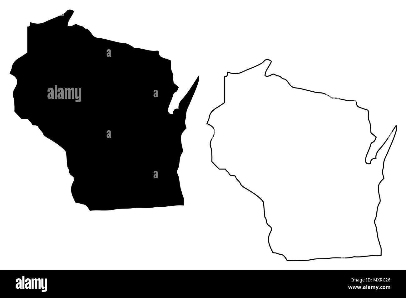 Wisconsin map vector illustration, scribble sketch Wisconsin map Stock ...