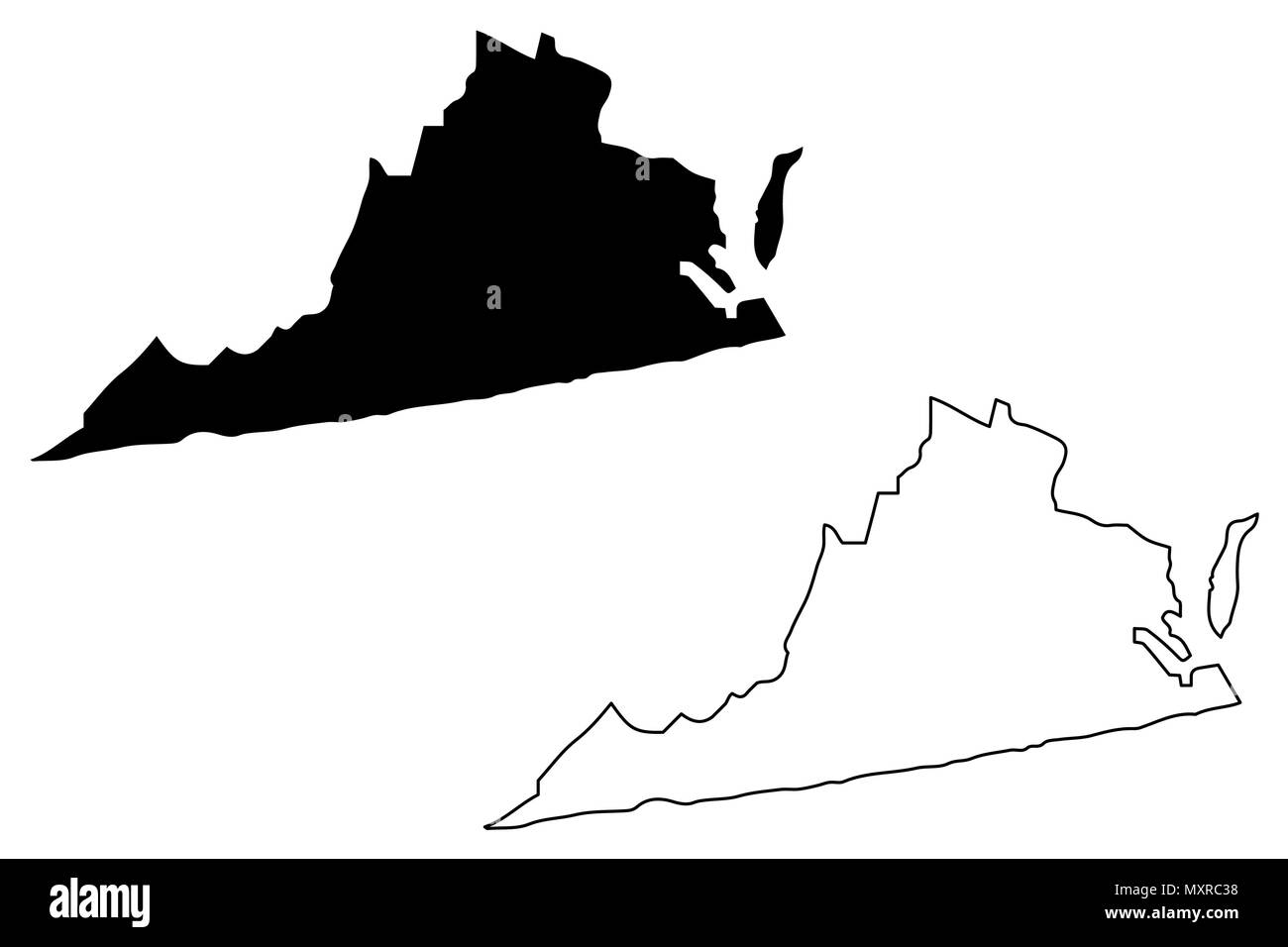 Virginia map vector illustration, scribble sketch Virginia map Stock ...