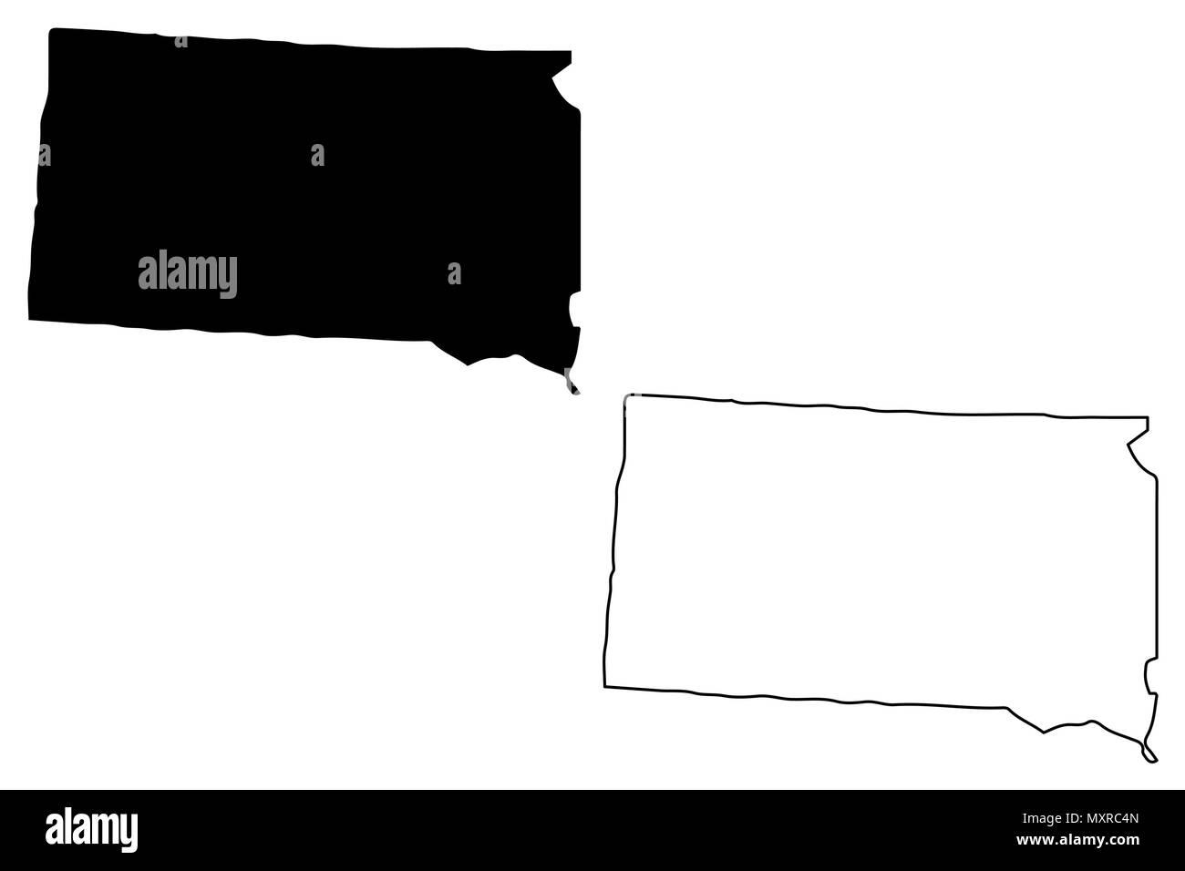 South Dakota map vector illustration, scribble sketch South Dakota map ...