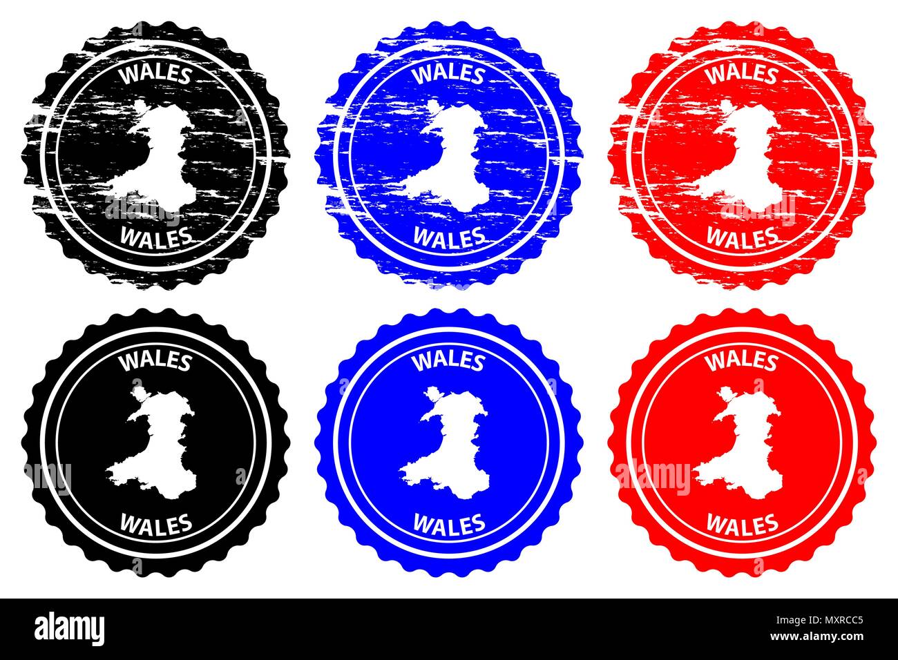 Wales - rubber stamp - vector, Wales map pattern - sticker - black ...