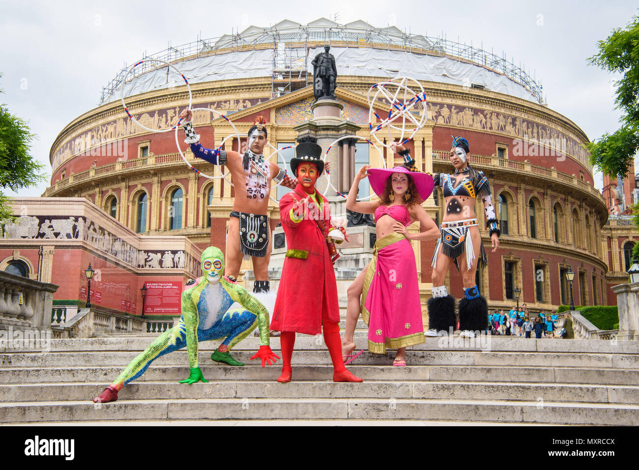 Cast members from Cirque du Soleil outside the Albert Hall in London ...