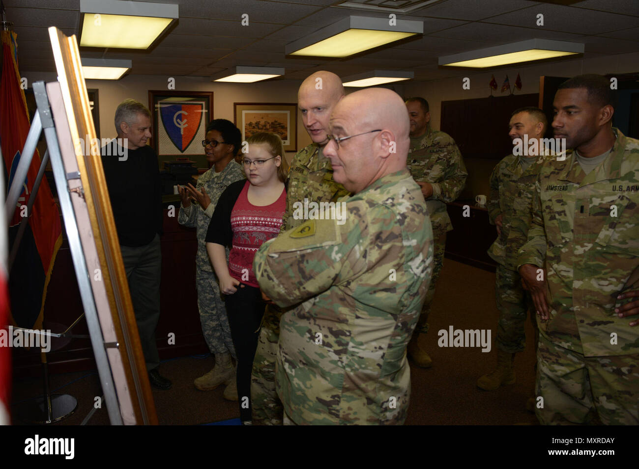 Soldiers with the 38th Infantry Division gather around the “Cyclone ...