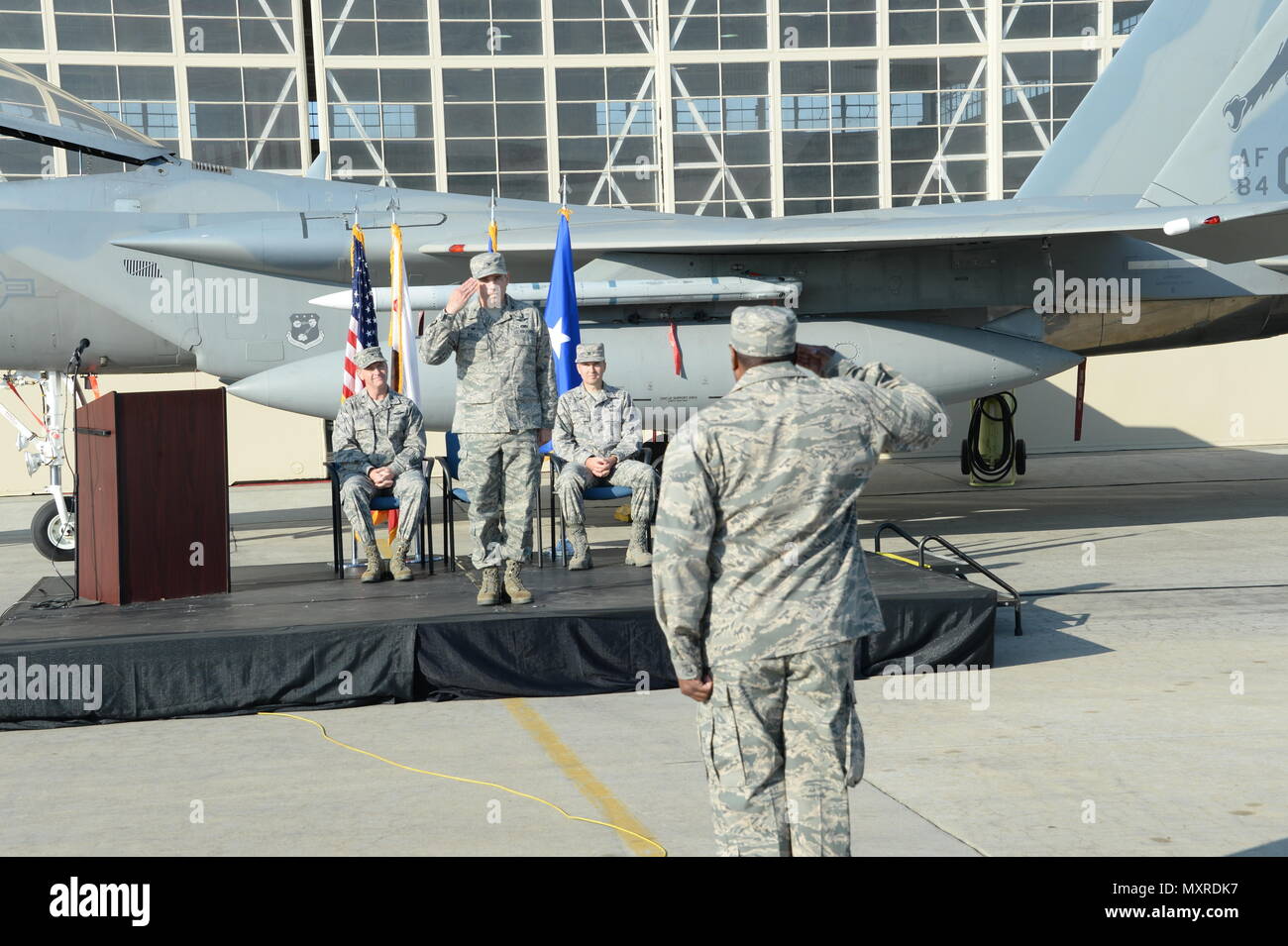U.S. Air Force Col.Daniel Kelly receives his first salute from the ...