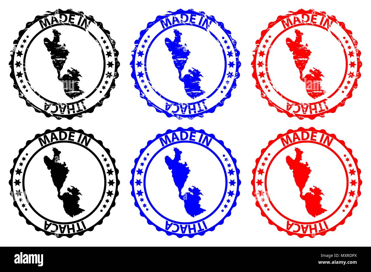 Made in Ithaca - rubber stamp - vector, Ithaca(Ithaka) map pattern ...