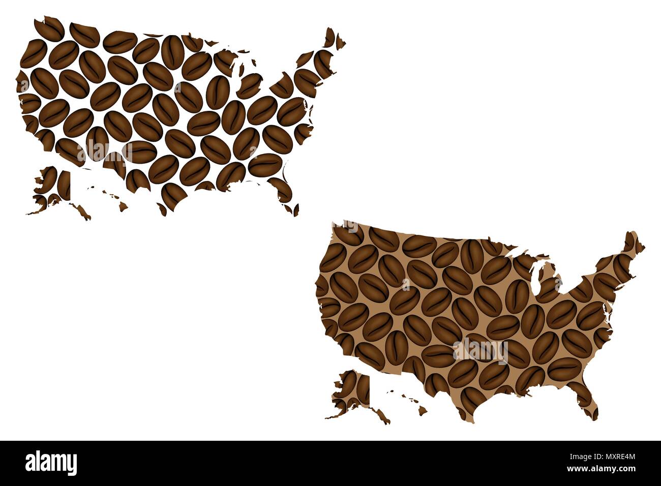 United States of America - map of coffee bean, United States (U.S ...