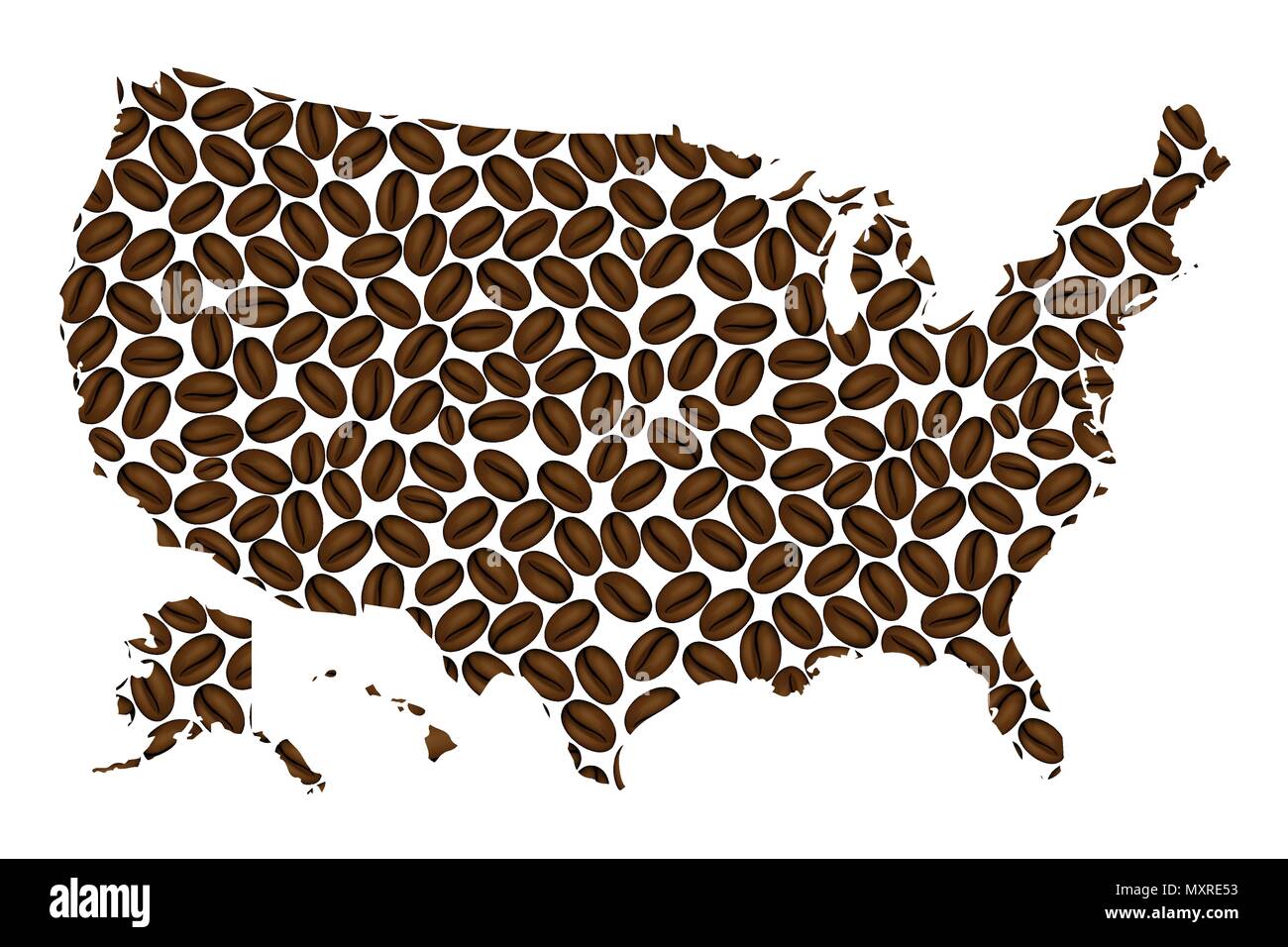 United States of America - map of coffee bean, United States (U.S ...