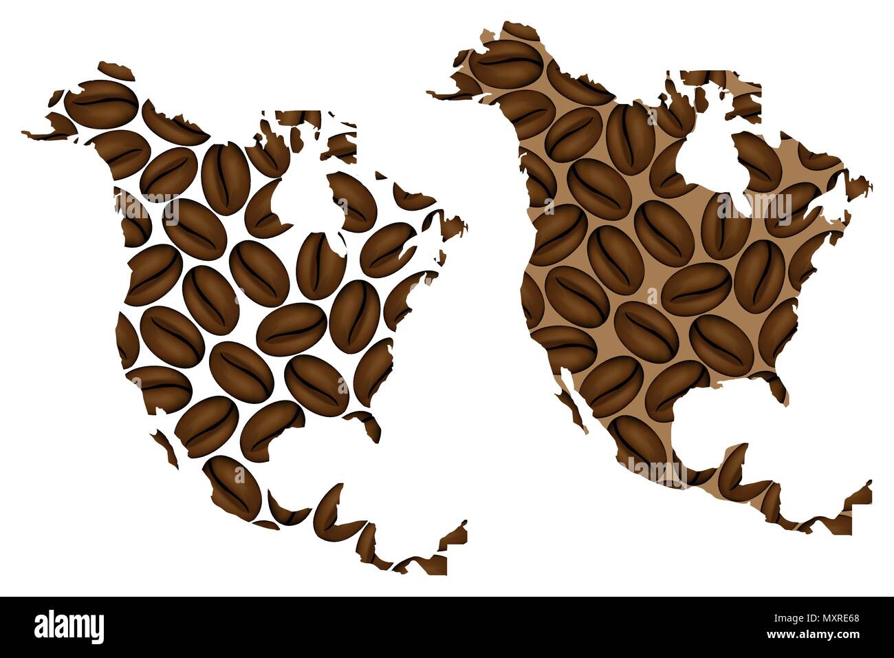 North America - map of coffee bean, North America map made of coffee ...