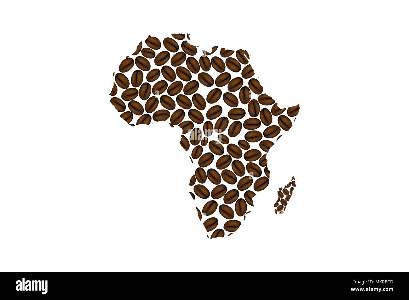 Africa - map of coffee bean, Africa map made of coffee beans Stock ...