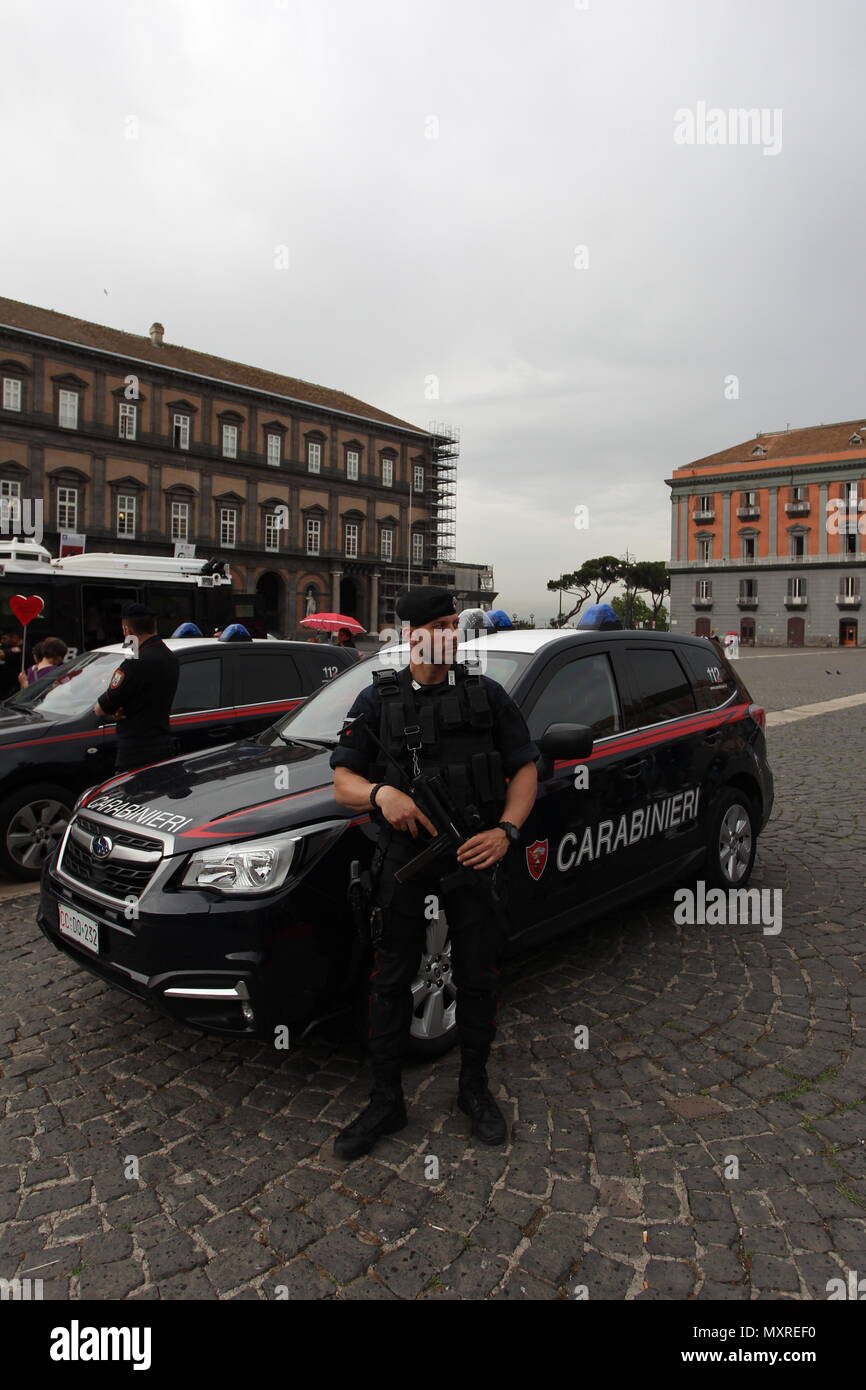 Naples, Italy. 04th June, 2018. Piazza del Plebiscito the weapon of the ...