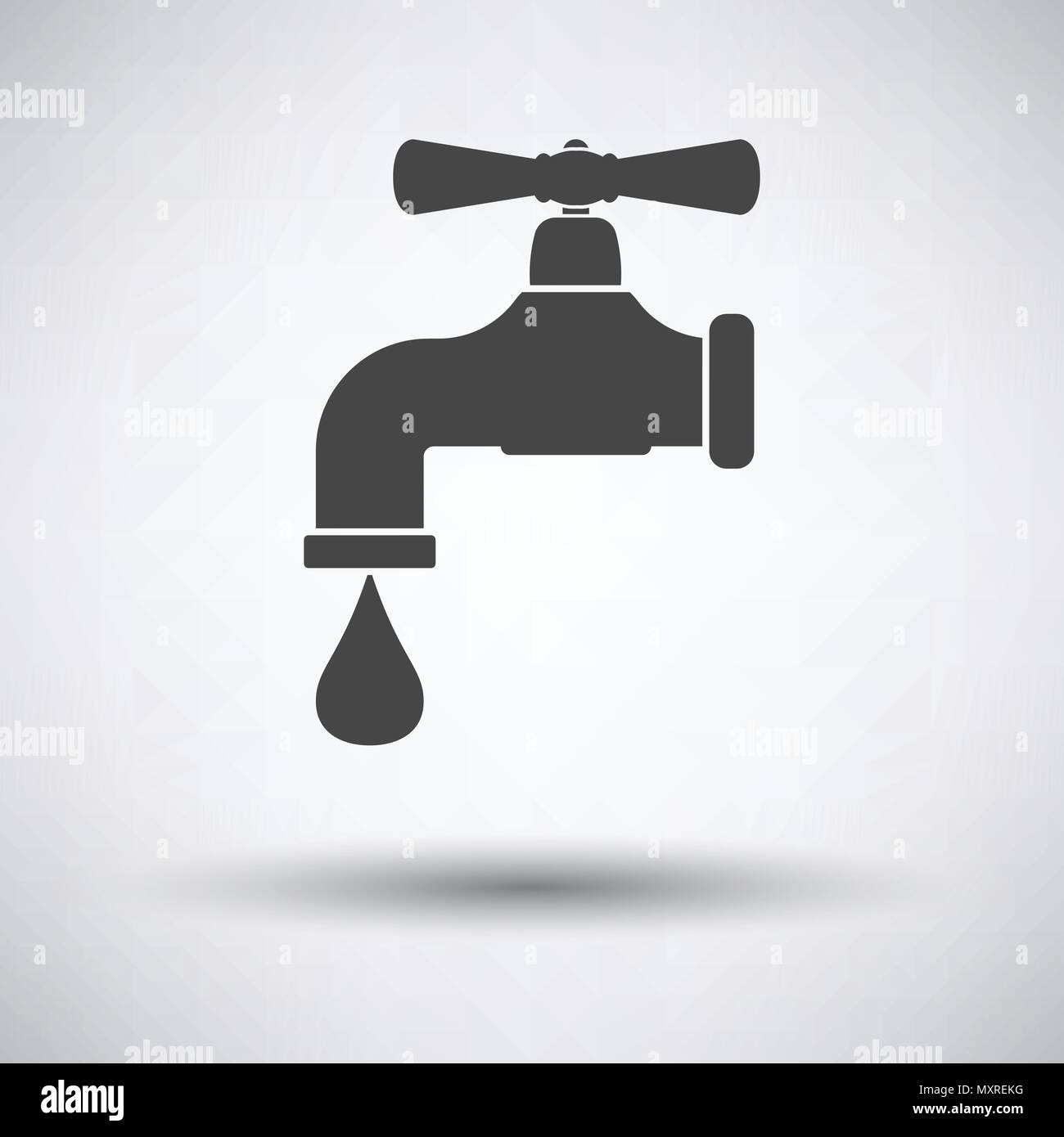 Icon of pipe with valve on gray background, round shadow. Vector ...
