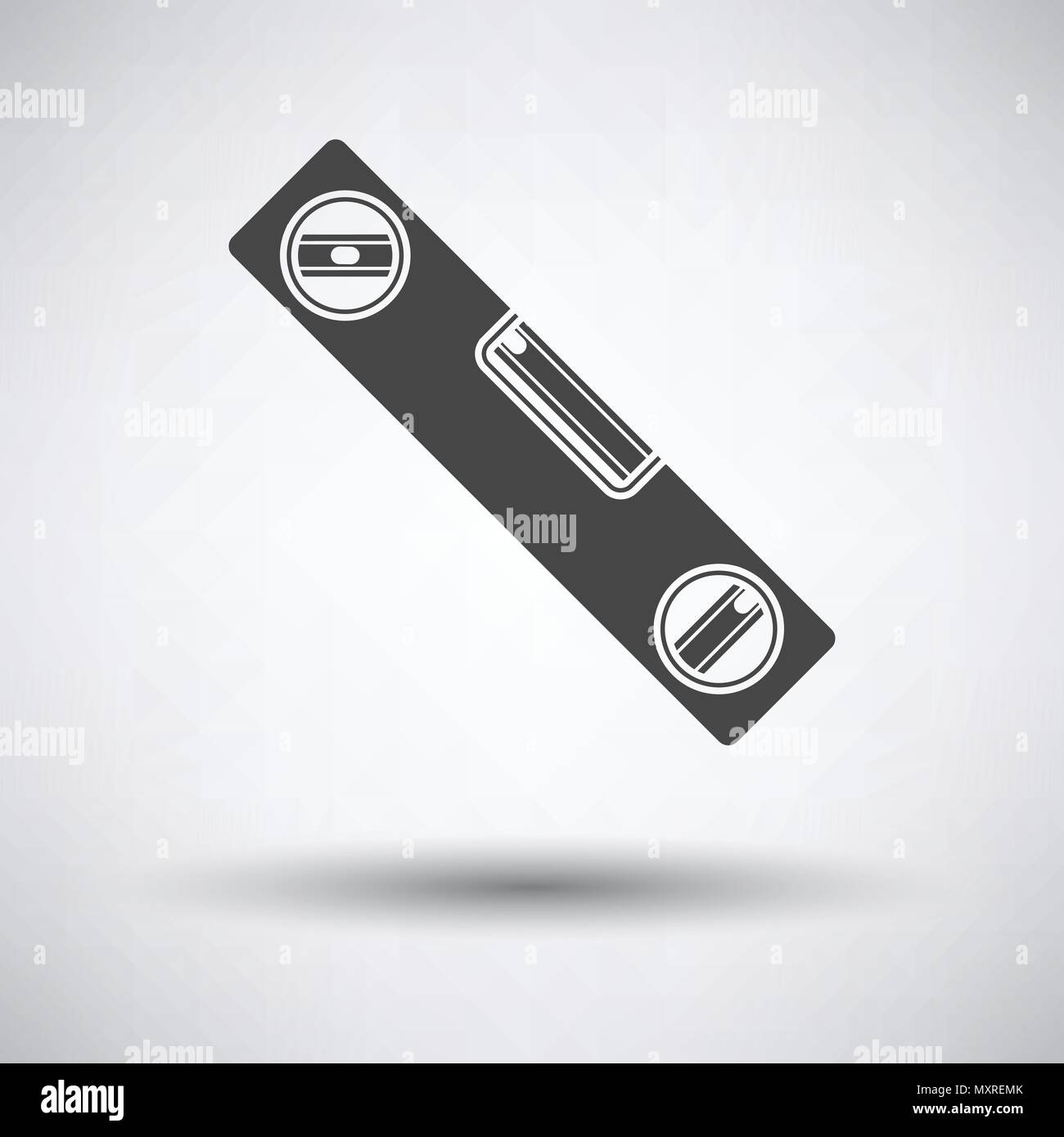 Icon of construction level on gray background, round shadow. Vector ...