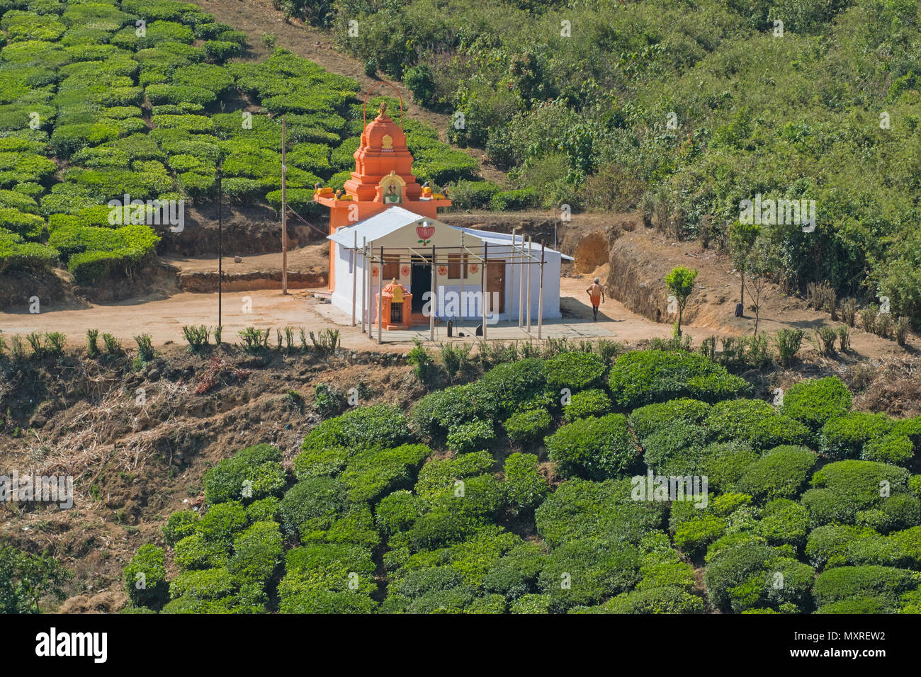Hindu temple built for workers, or so-called Tea Tribes, on an estate ...