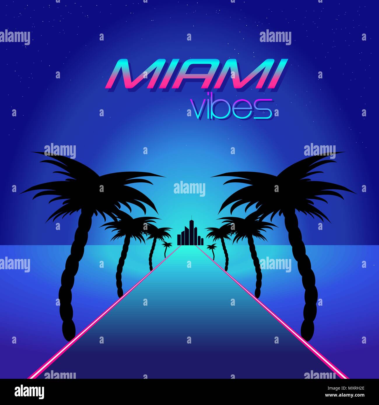 Blue themed retro synthwave retro design Stock Vector Image & Art - Alamy