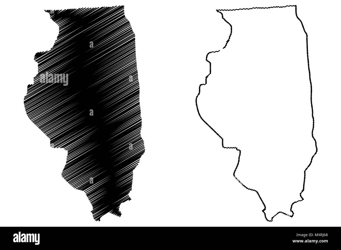 Illinois vector outline map Black and White Stock Photos & Images - Alamy
