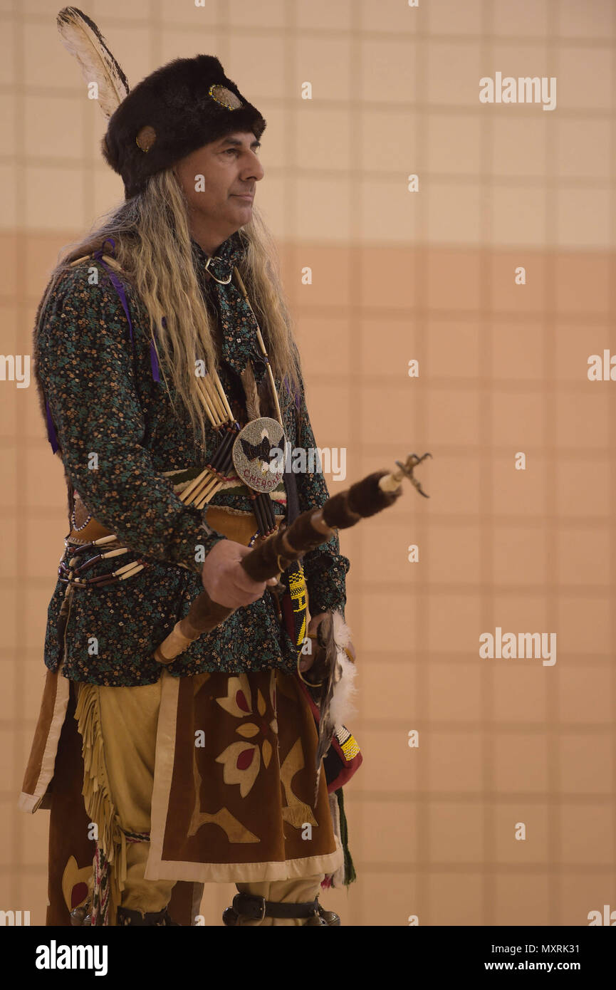 The chief of the Wolf Creek Cherokee Tribe performs during the National ...