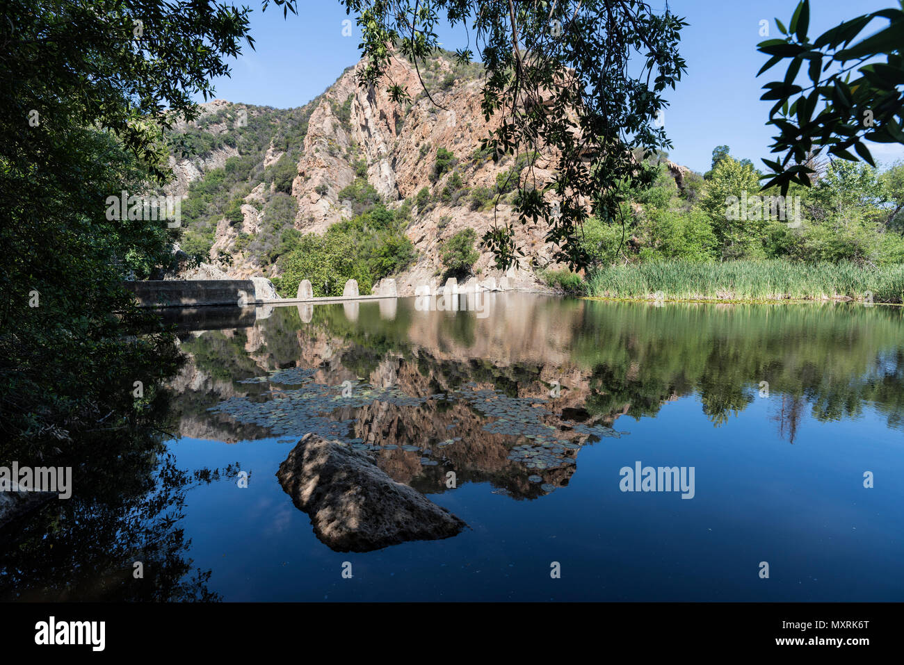 Malibu Creek State Park Century Lake and dam at in the Santa Monica ...
