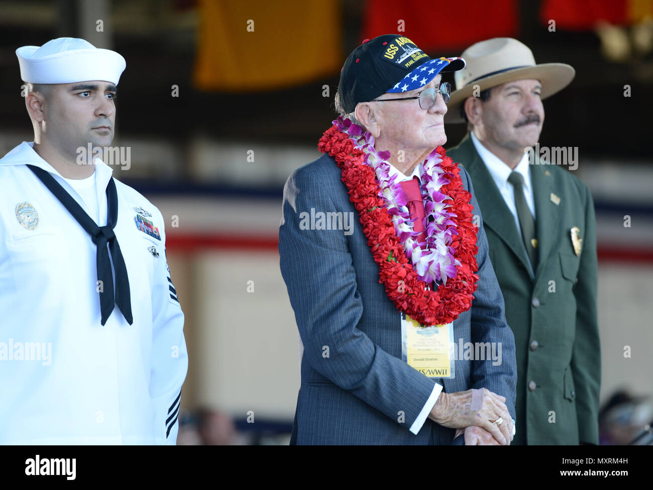 Donald Stratton, a USS Arizona survivor prepares to render honors to ...