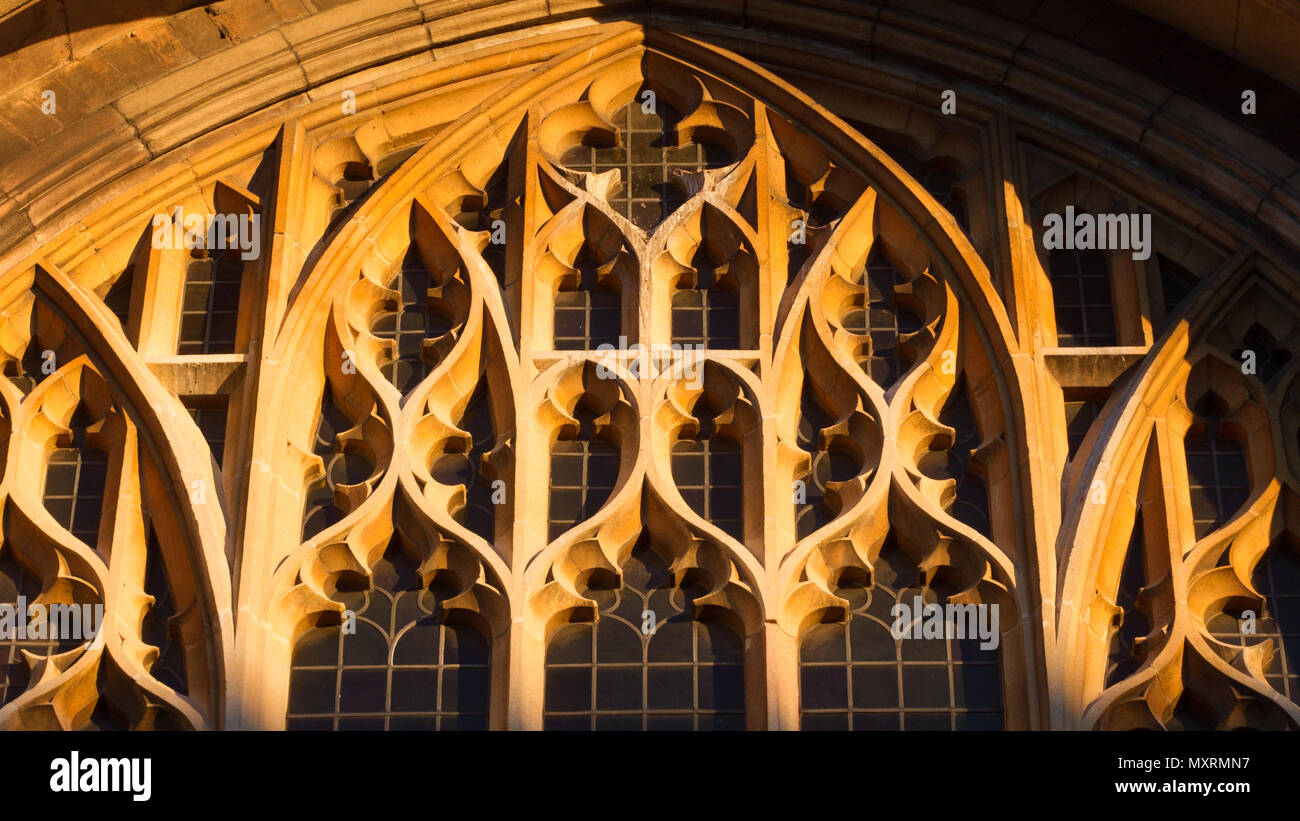 Stone carved church window in the sunlight Stock Photo - Alamy