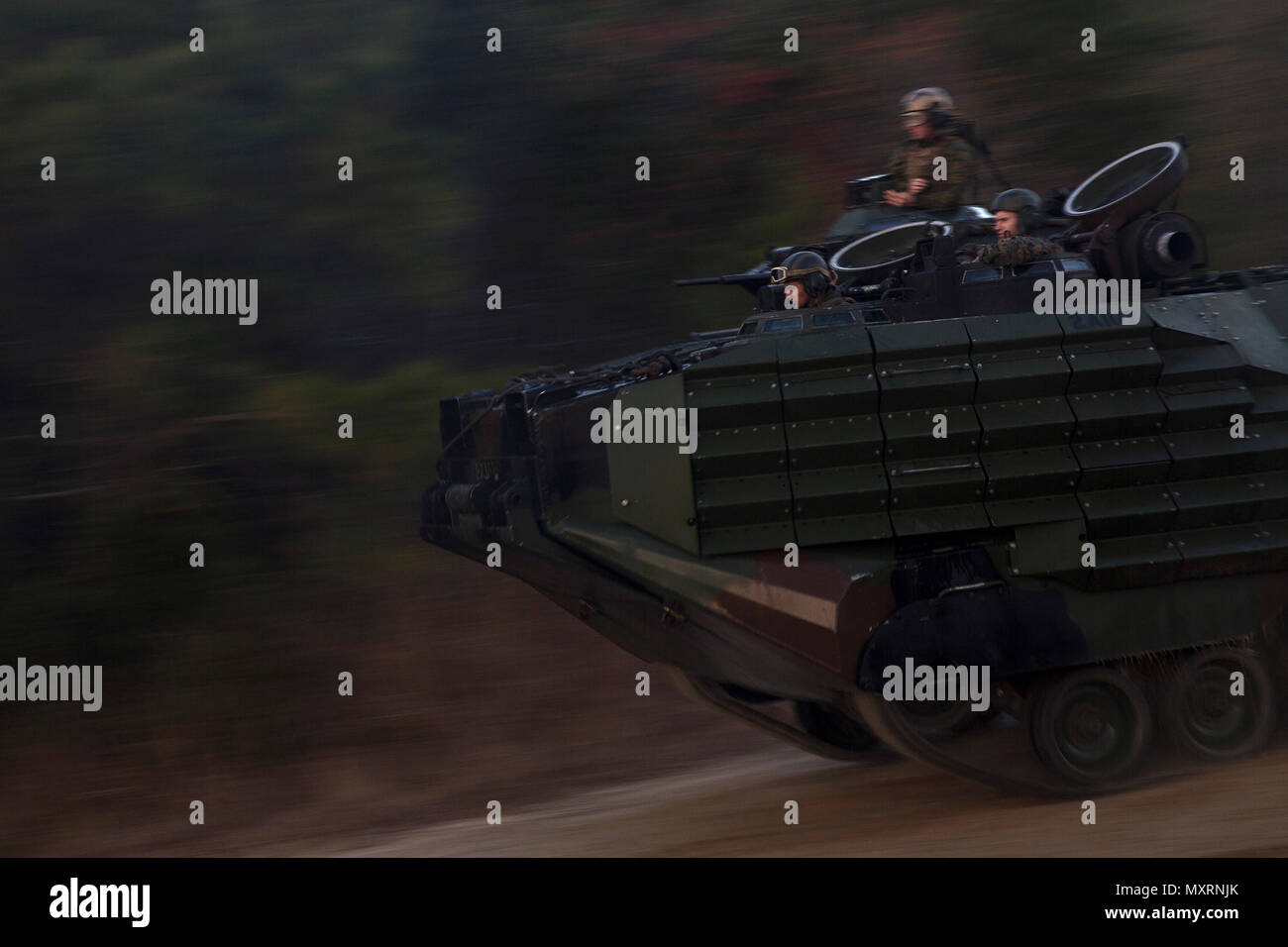 Marines with 2nd Assault Amphibian Battalion drive an amphibious ...