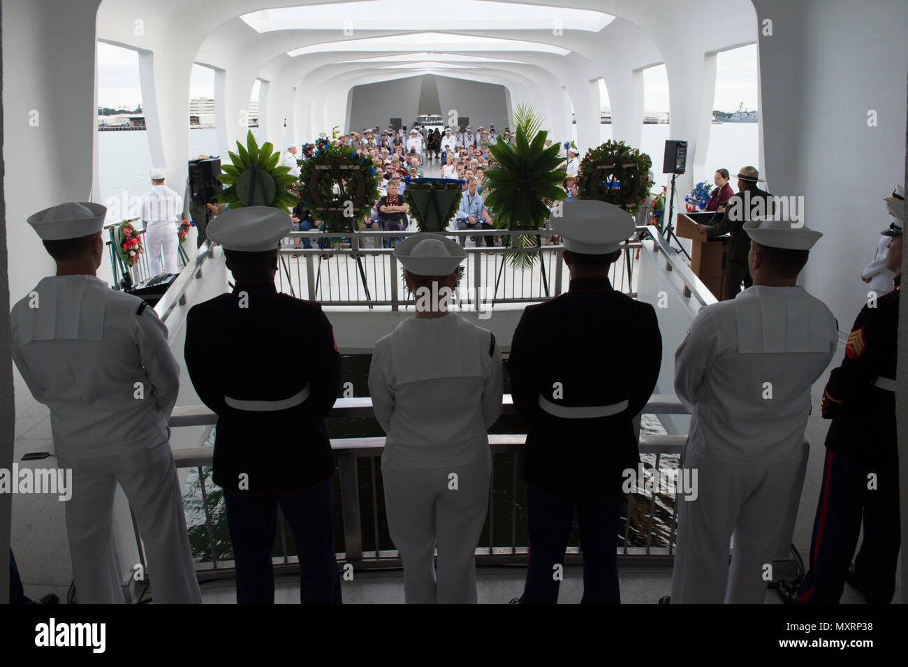 161207-N-ZK021-201 PEARL HARBOR (Dec. 7, 2016) Sailors and Marines ...