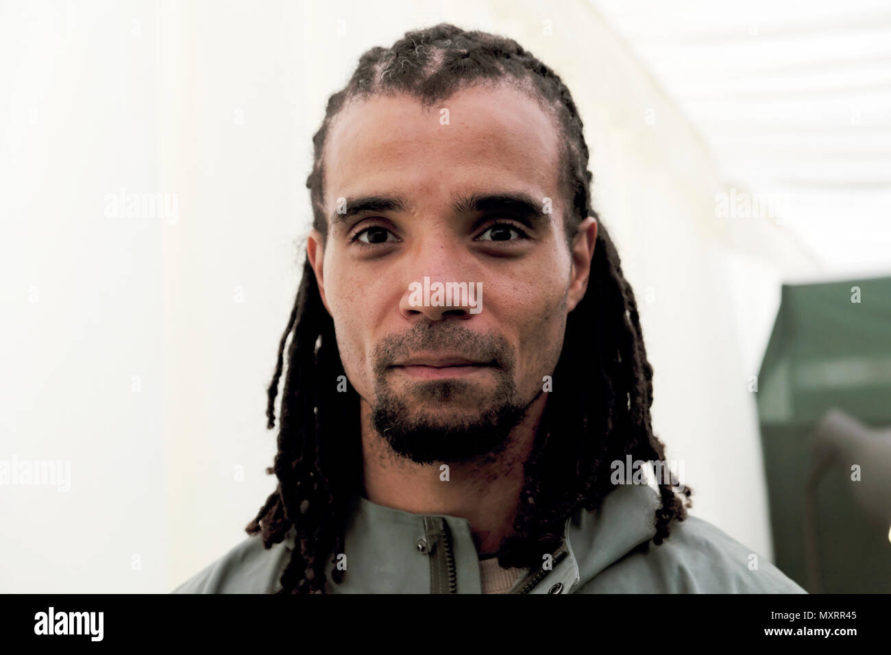 Akala portrait of author at the Hay Festival UK bookstore book "Natives ...