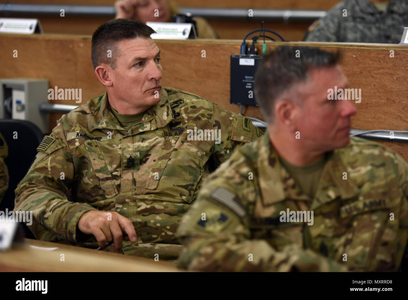 Army Command Sgt. Maj. Christopher Kepner, left, command sergeant major ...