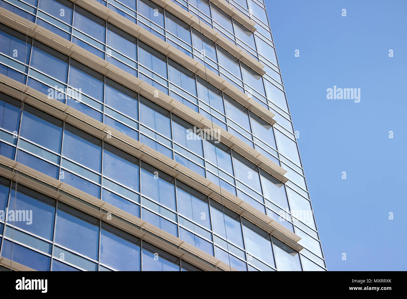 Side view of a corporate glass window wall with mini overhangs Stock ...