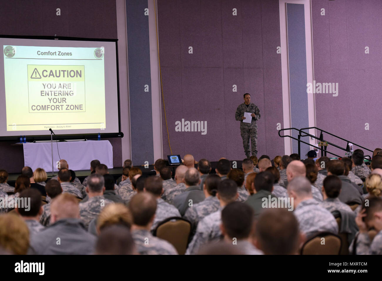 120th Airlift Wing Commander Col. Lee Smith speaks to nearly 500 Airmen ...