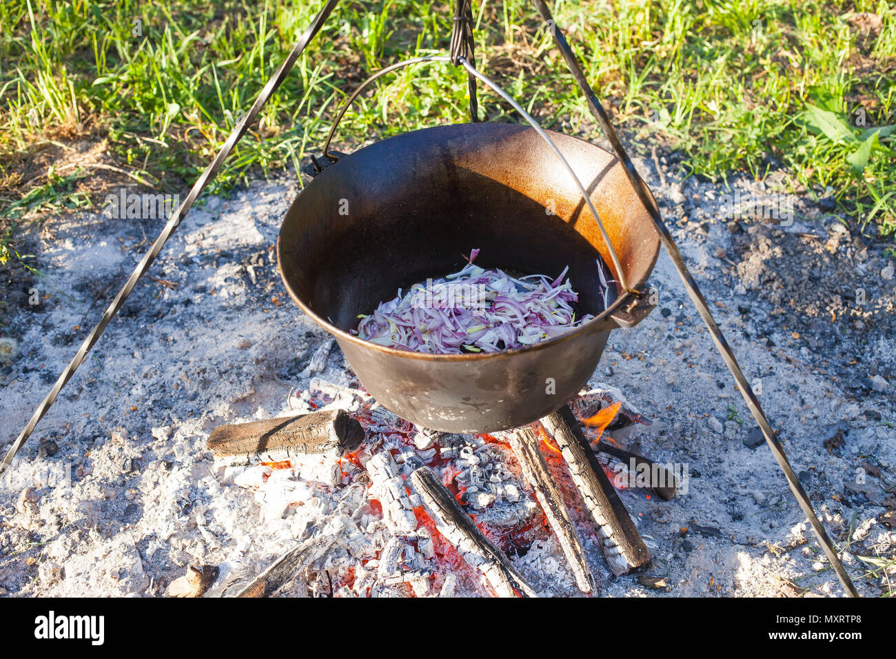 Food cooking in cauldron over fireplace hi-res stock photography and ...