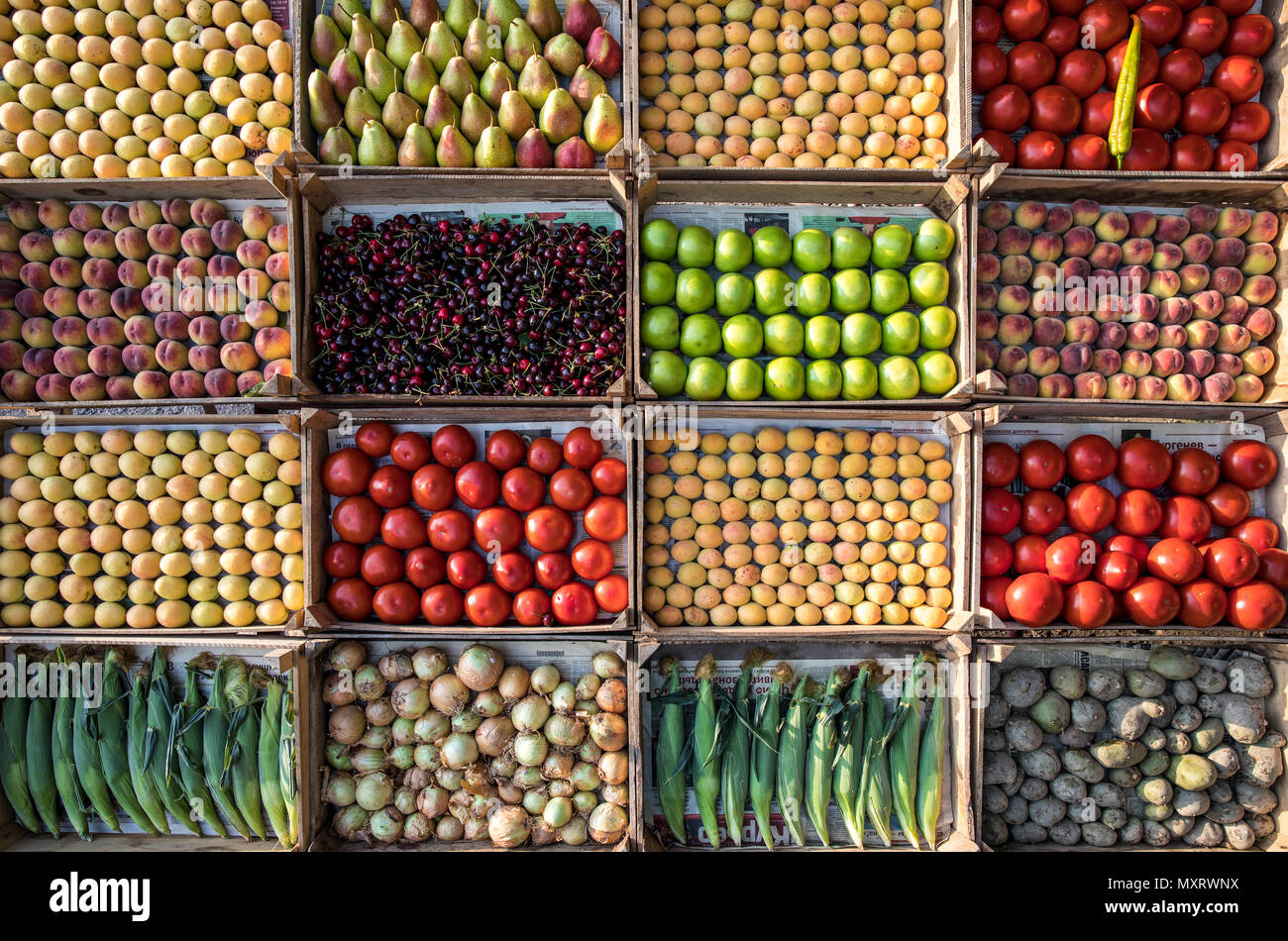 fresh fruits and vegetables on sale in a countryside of Armenia Stock ...