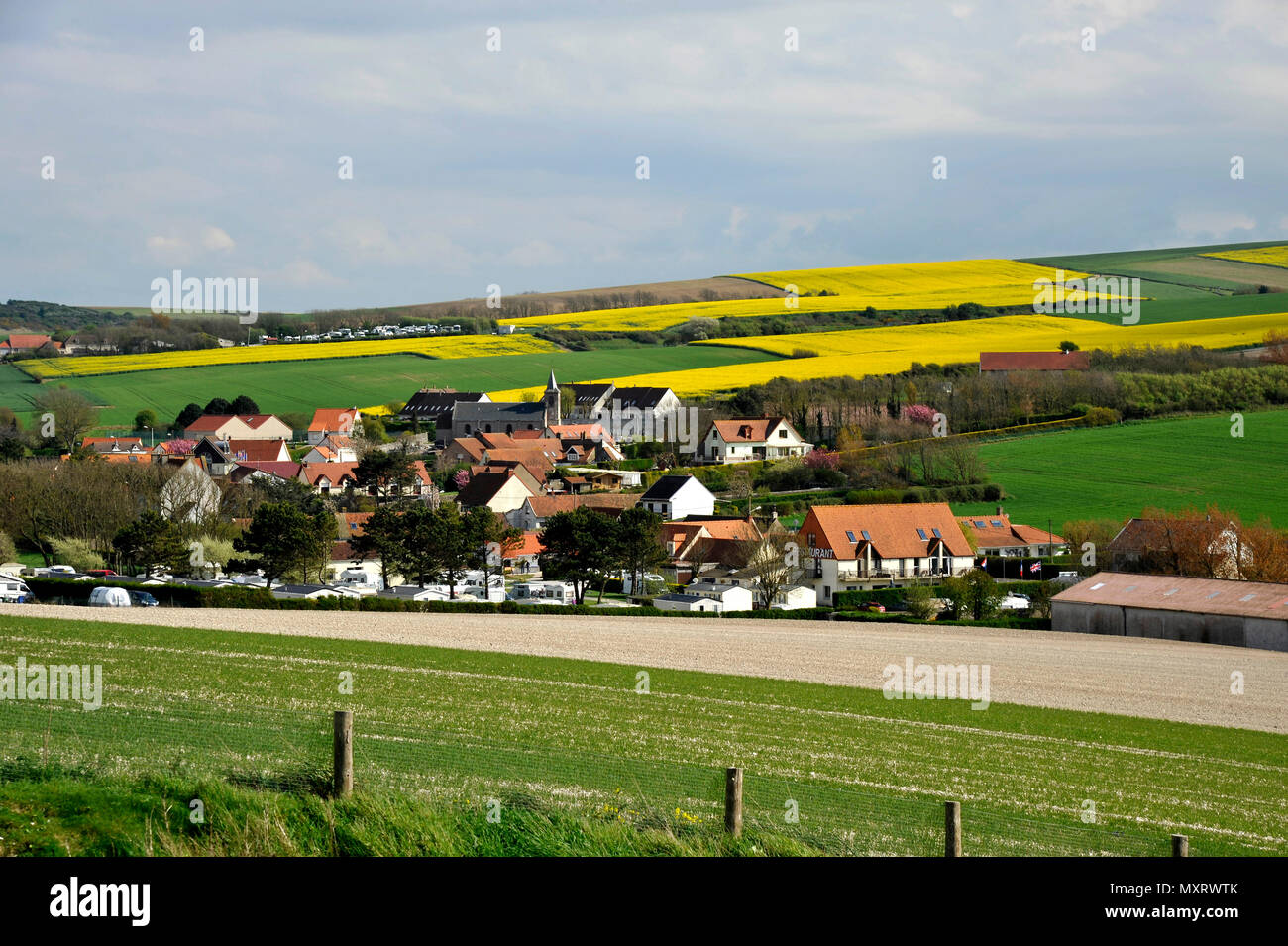Escalles (northern France). The village of Escalles viewed from the ...