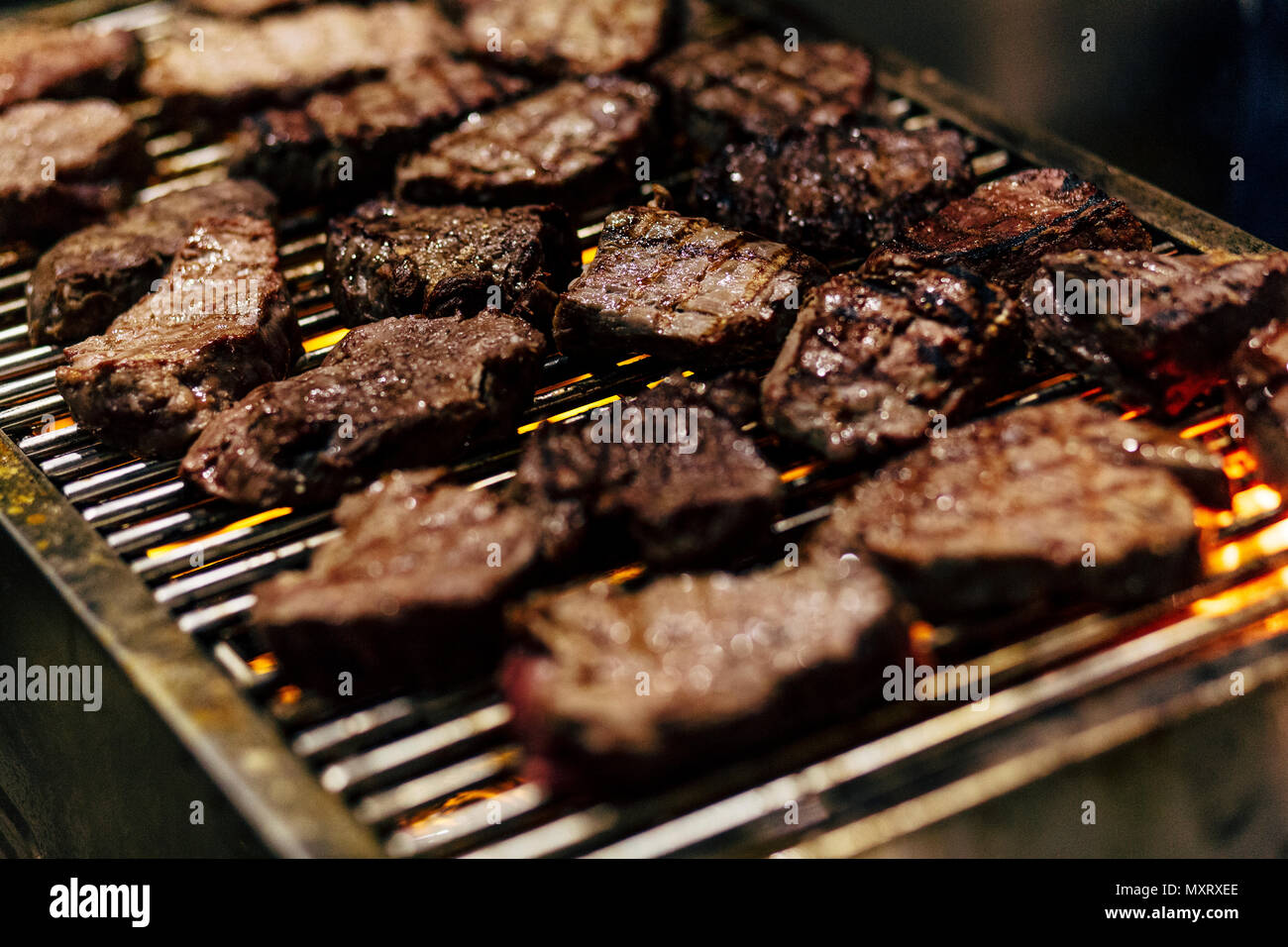 Making all kinds of red meat, fresh and raw red meat preparation Stock ...