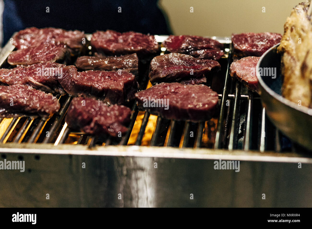 Making all kinds of red meat, fresh and raw red meat preparation Stock ...