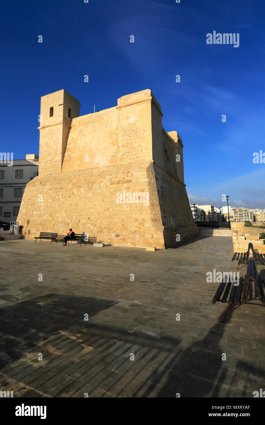 The Wignacourt Tower, or Saint Paul's Bay Tower, a bastioned watchtower ...